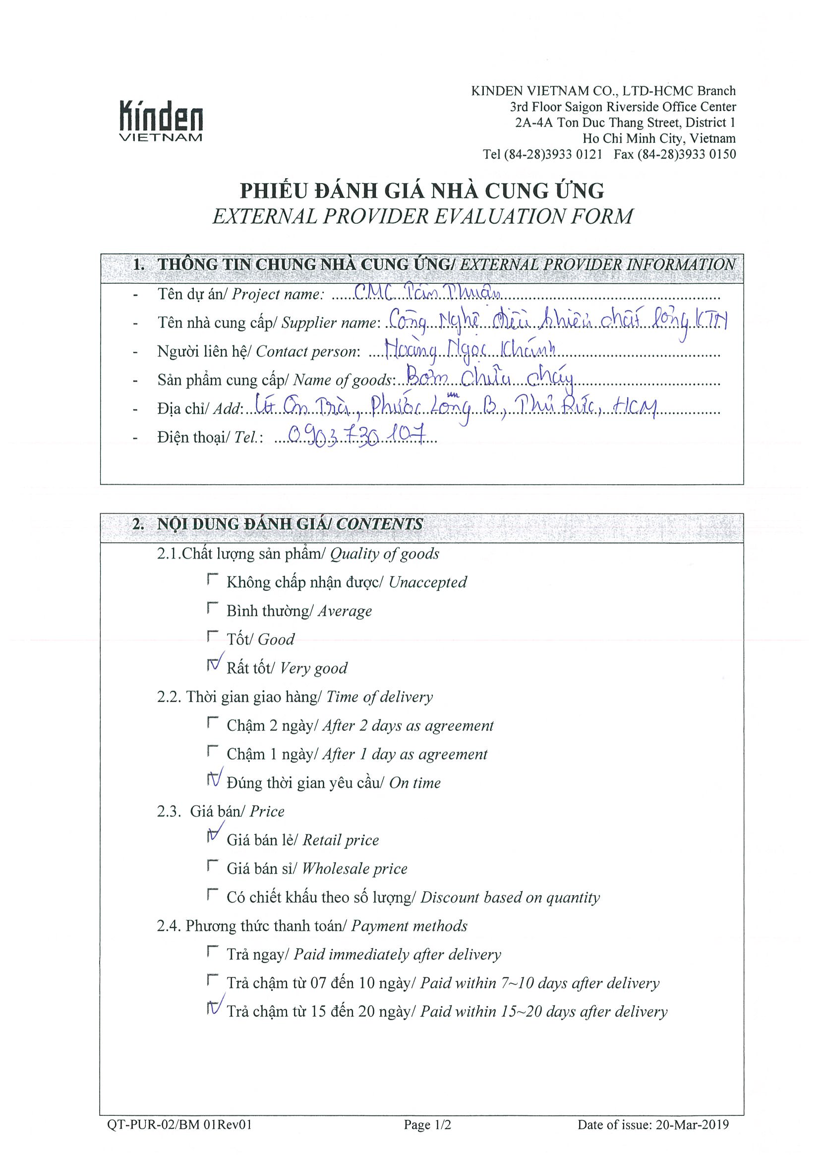 ĐÁNH GIÁ CỦA KHÁCH HÀNG VỀ KTN - DỰ ÁN CMC TÂN THUẬN - KTN